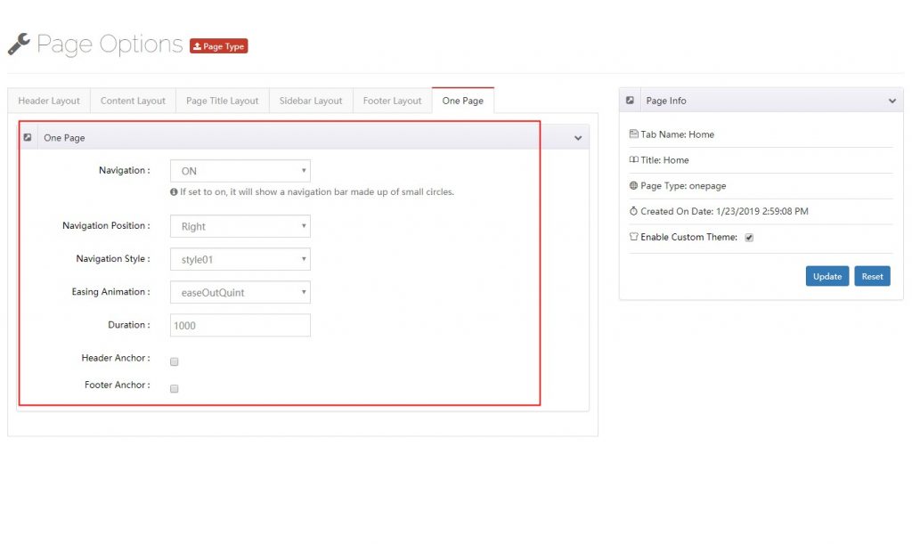 How to set OnePage – Amiri – Help DOC