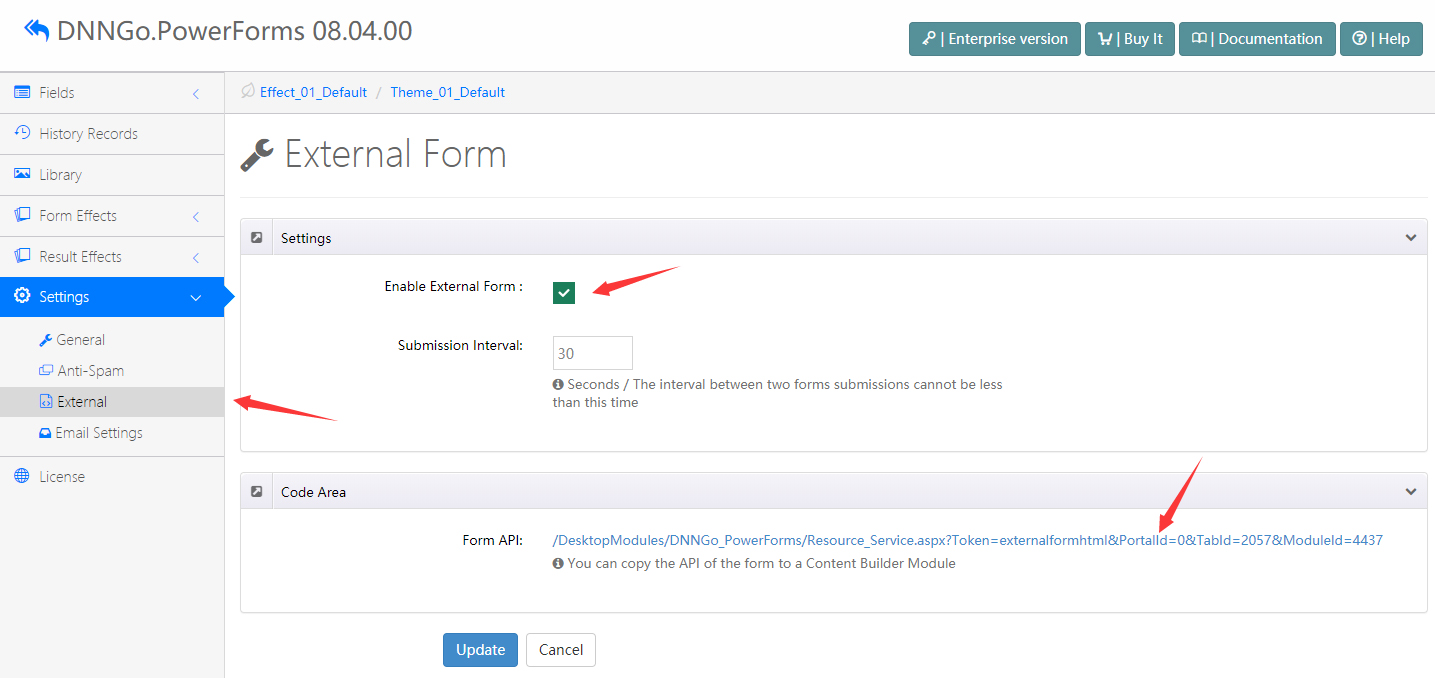 How to set forms – Minis – Help DOC