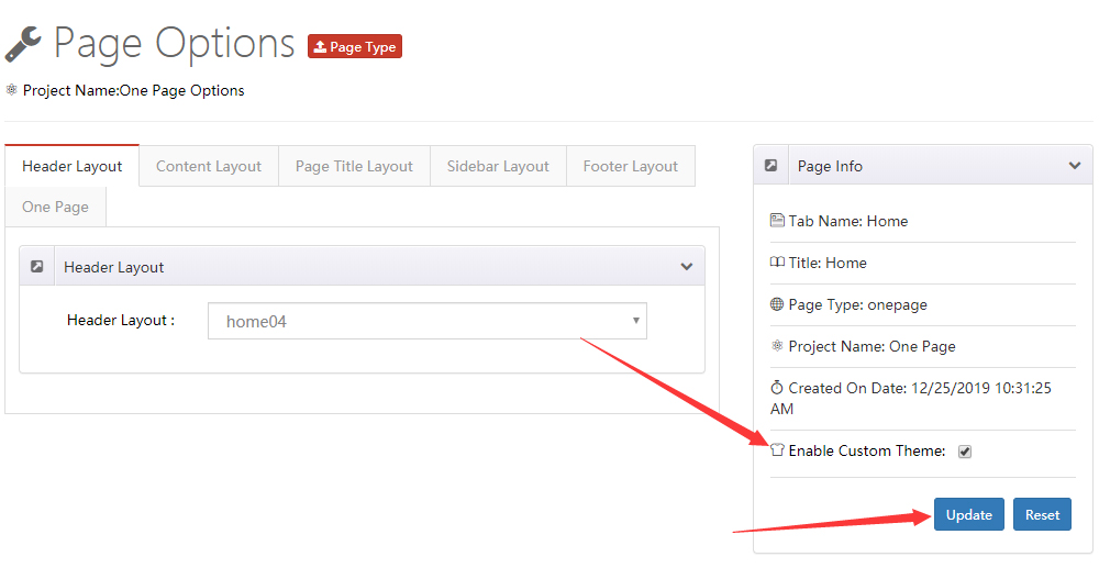 How to set OnePage – obvio – Help DOC